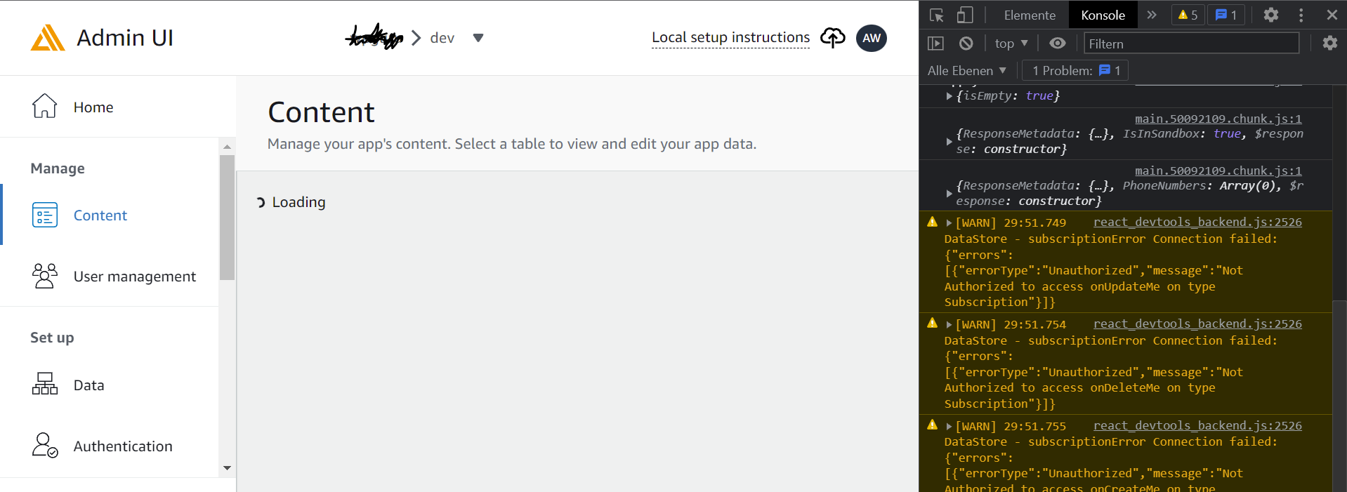 Amplify Admin Content - There was an error loading your data. · Issue #342 · aws-amplify/amplify ...