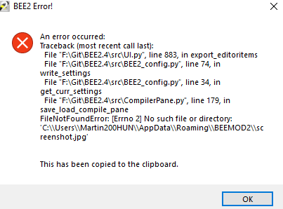 Error after exporting · Issue #1174 · BEEmod/BEE2.4 · GitHub