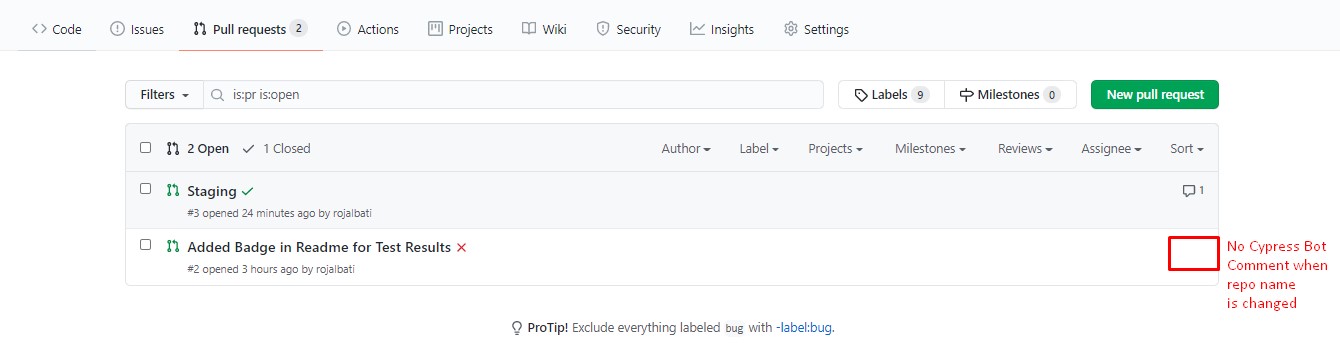Cypress Github Integration Issue: Cypress Bot not commenting when GitHub Repository is renamed ...
