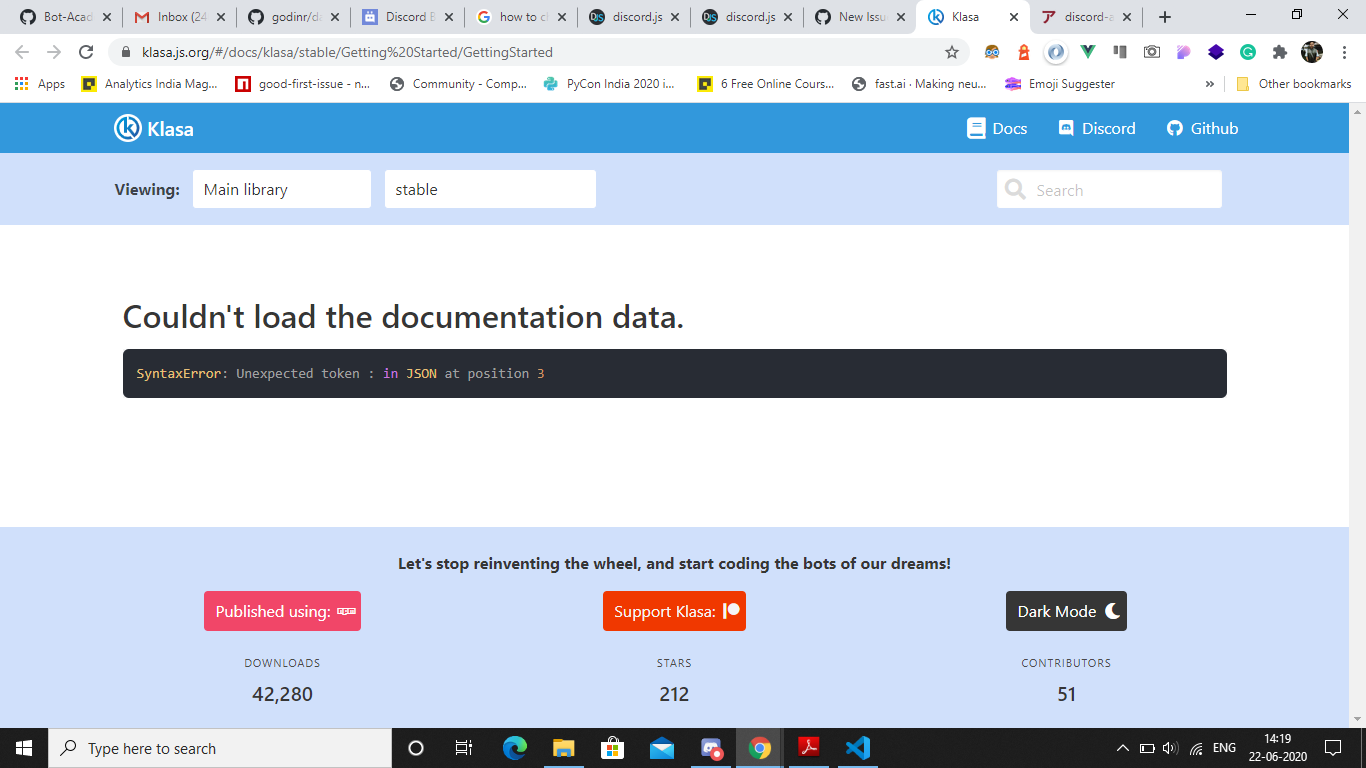 Documentation is not opening · Issue #1054 · dirigeants/klasa · GitHub