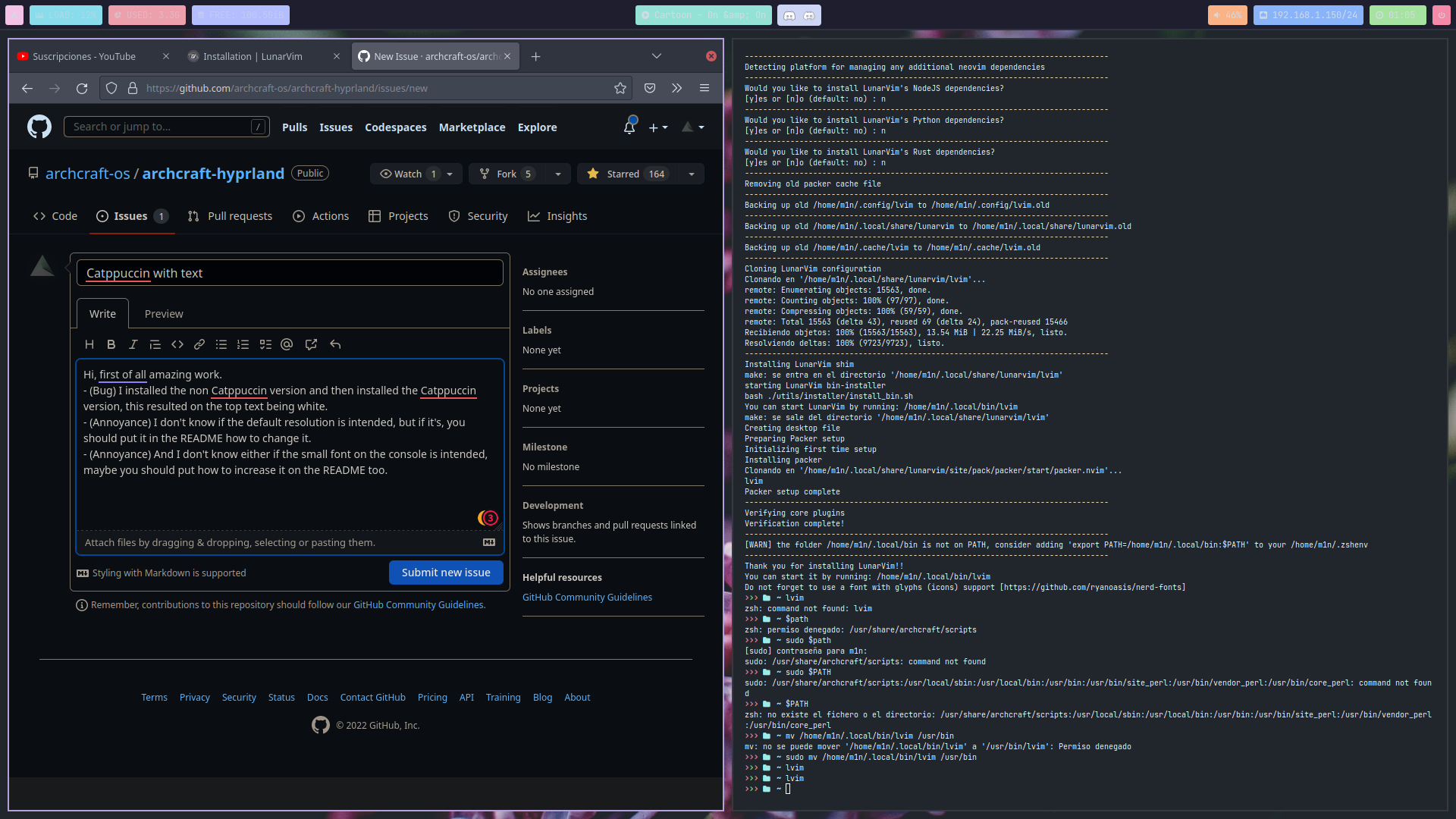 A bug and small annoyances · Issue #7 · archcraft-os/archcraft-hyprland · GitHub
