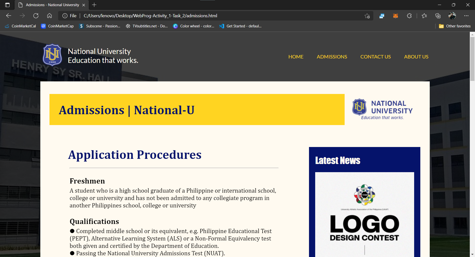 GitHub - Jeyyypiiii/WebProg-Activity_1-Task_2: This is a mockup website for NU Laguna for my Web ...