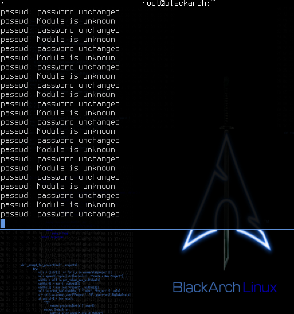 passwd: Module is unknown · Issue #2477 · BlackArch/blackarch · GitHub