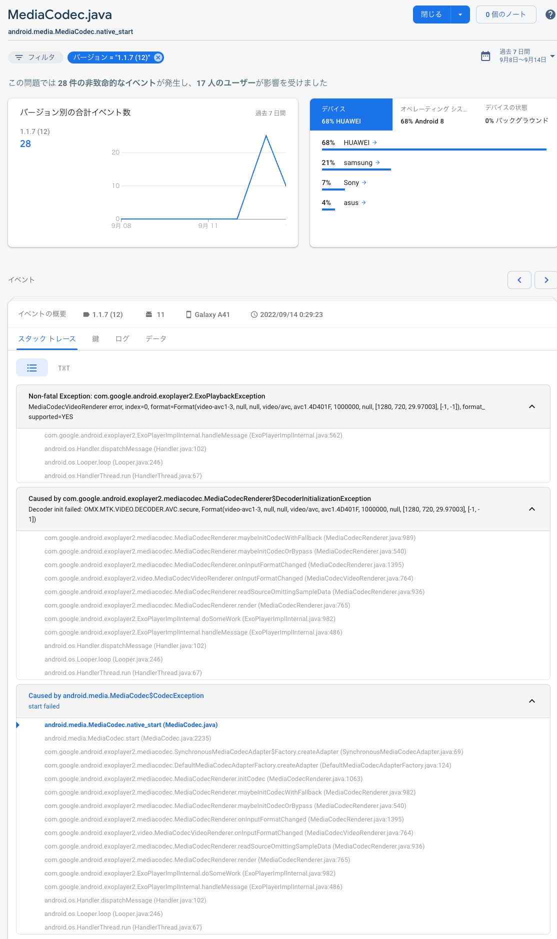 CodecException occurs during playback · Issue #10621 · google/ExoPlayer · GitHub