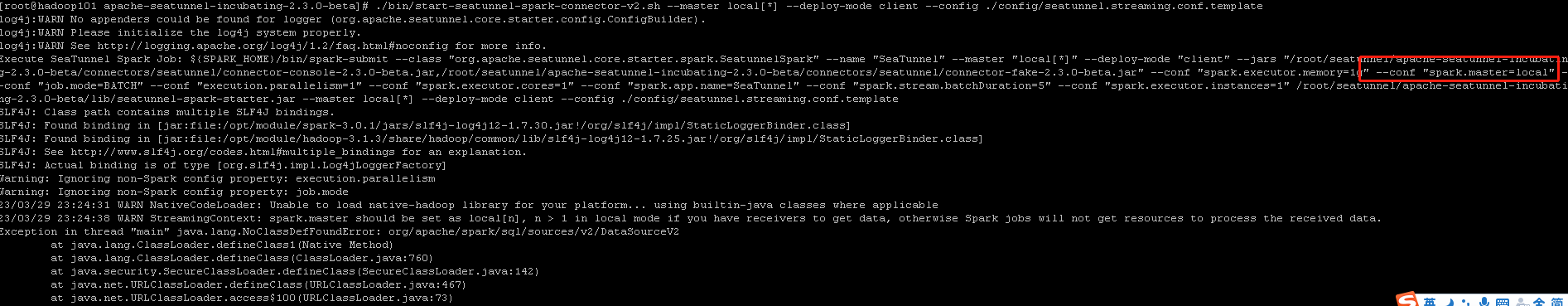 [Bug] [spark-connector] got an error when run start-seatunnel-spark-connector-v2.sh · Issue ...