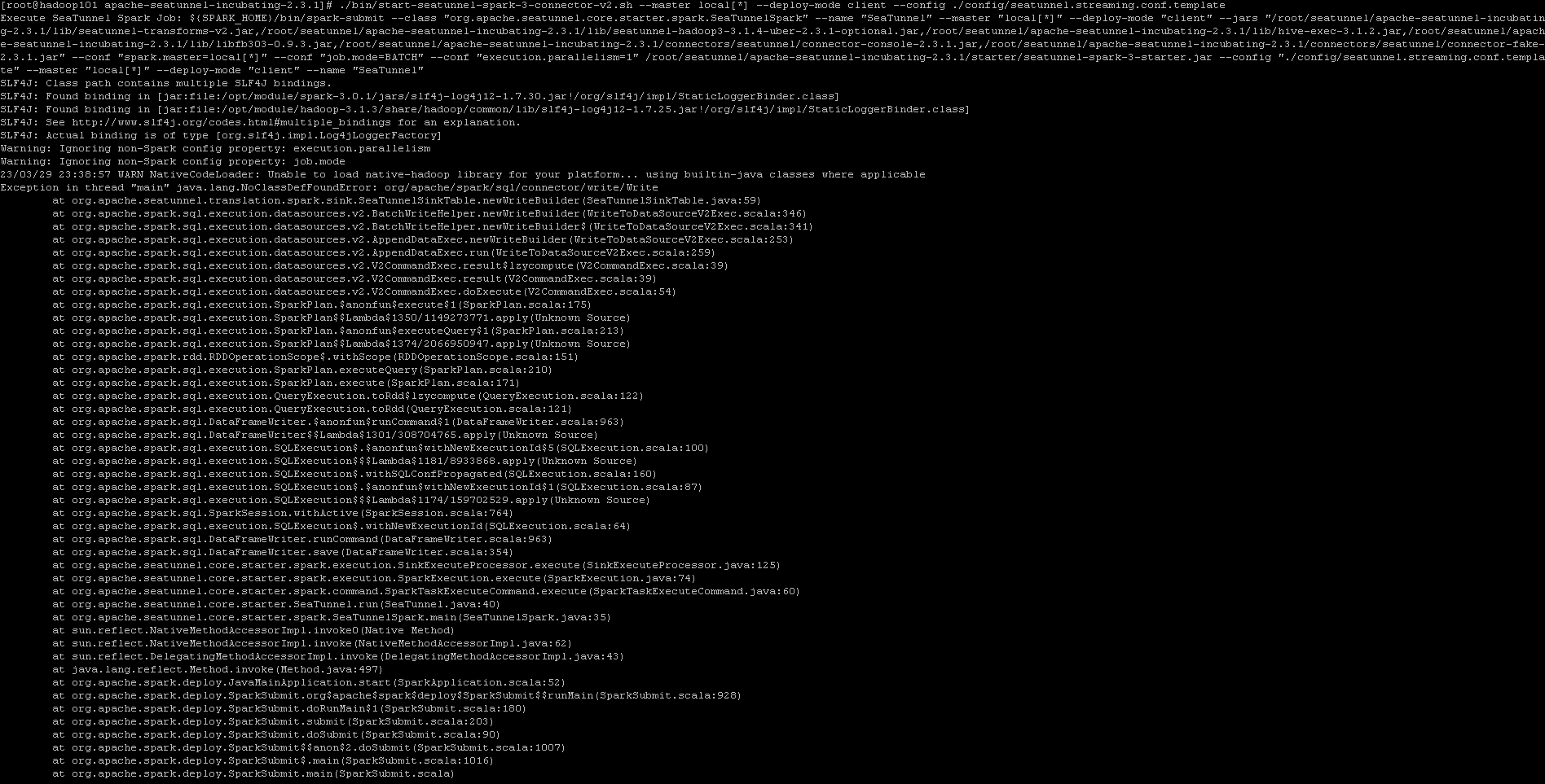 [Bug] [spark-connector] got an error when run start-seatunnel-spark-connector-v2.sh · Issue ...