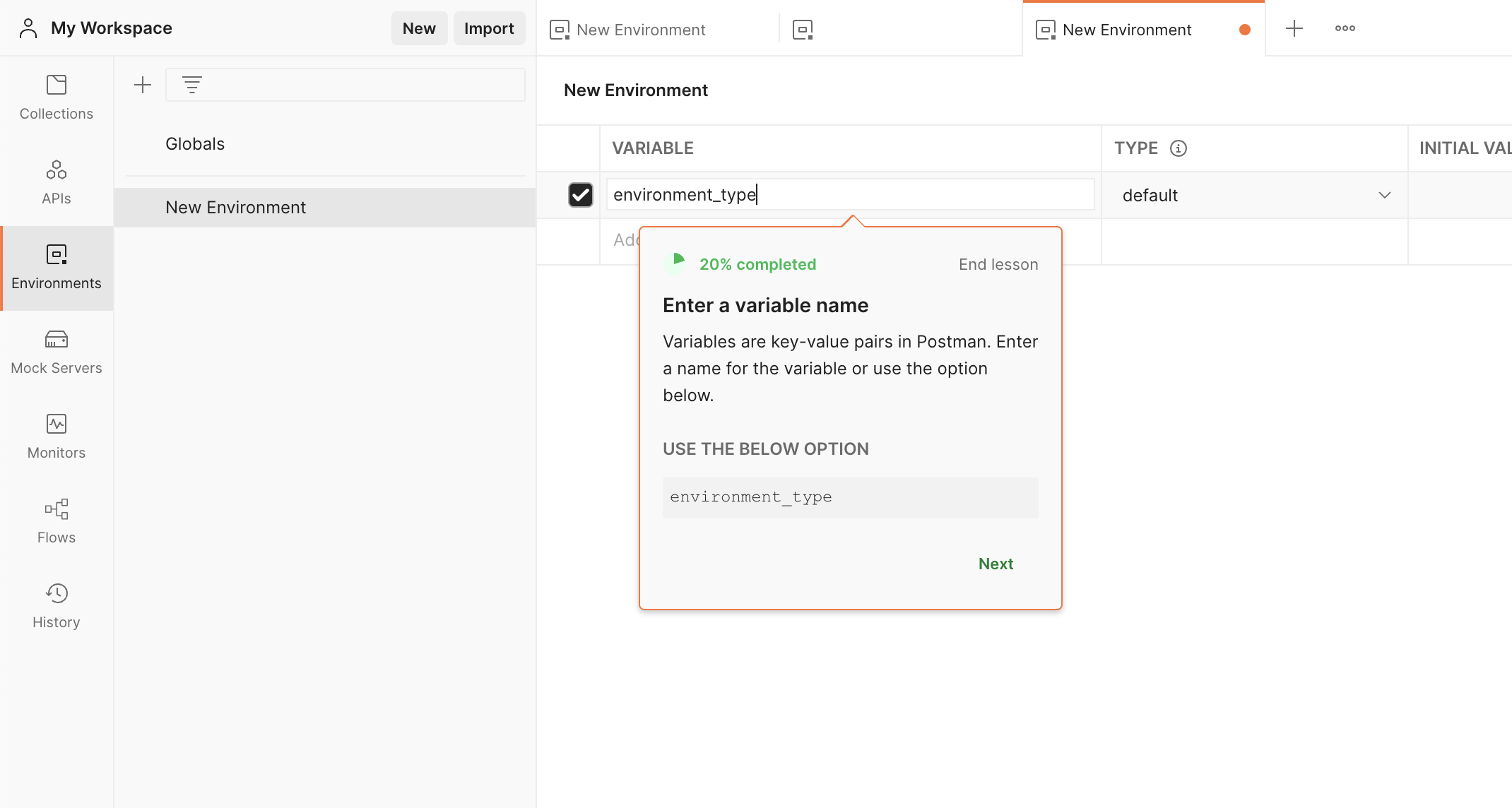 Bootcamp: Environment -> Environment Variables Lesson Stops · Issue #11056 · postmanlabs/postman ...