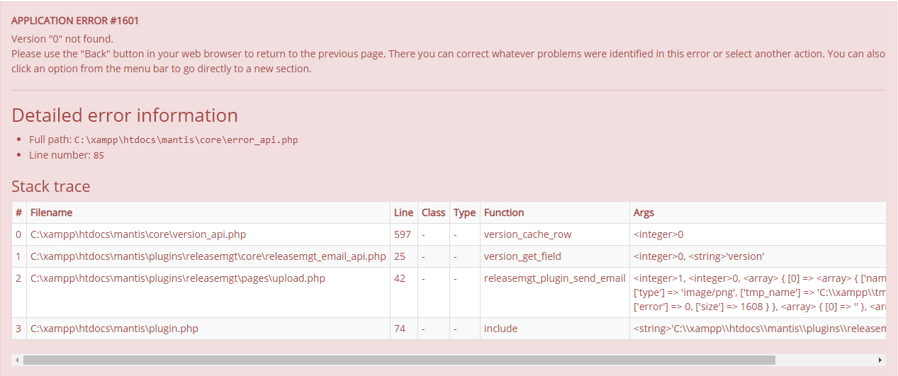 INTERNAL APPLICATION ERROR · Issue #12 · mantisbt-plugins/releasemgt · GitHub