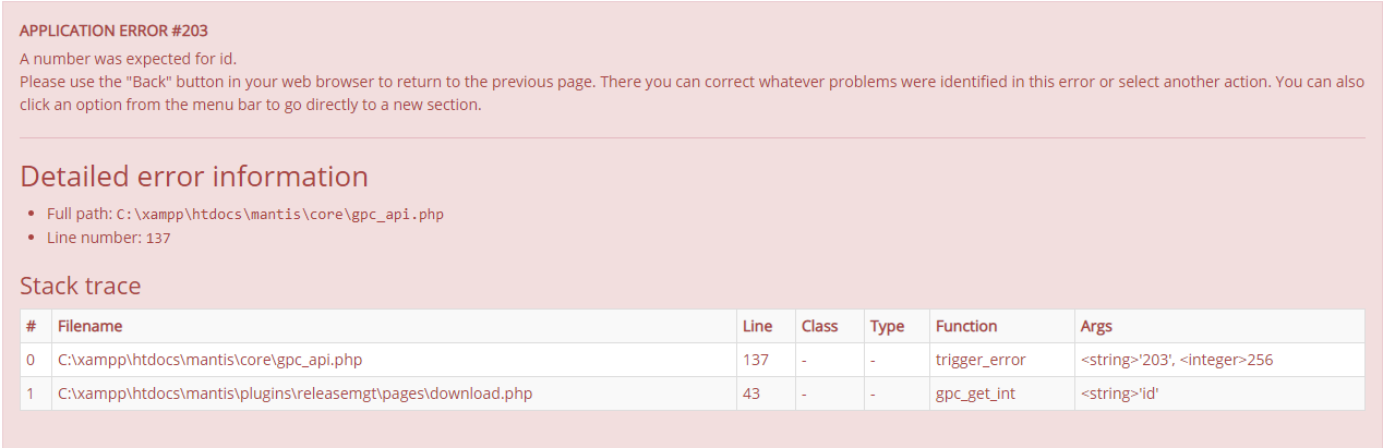 INTERNAL APPLICATION ERROR · Issue #12 · mantisbt-plugins/releasemgt · GitHub