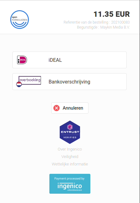 Zorg dat het registratienummer (zaaknummer) met de betalingstransactie wordt meegestuurd ...