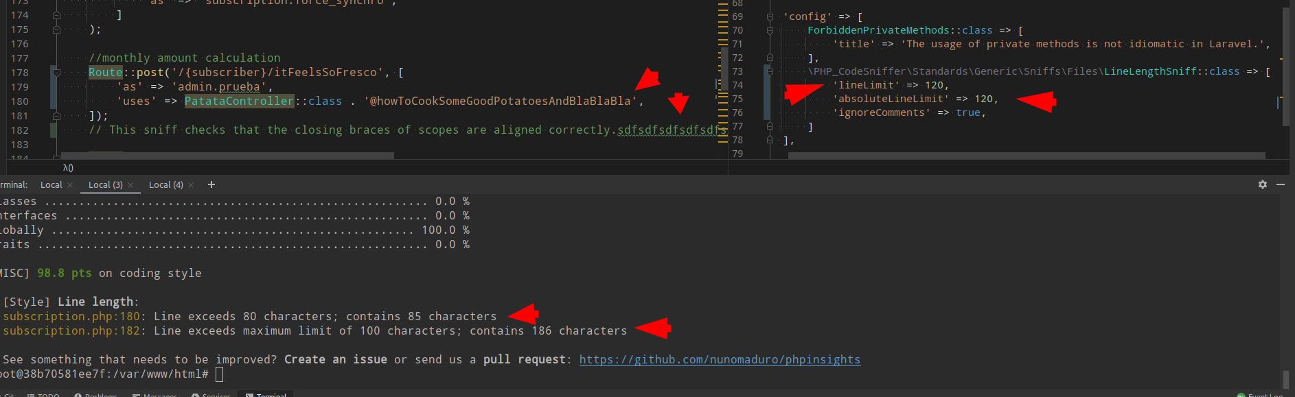 the custom config of LineLengthSniff doesn't work for me. · Issue #450 · nunomaduro/phpinsights ...
