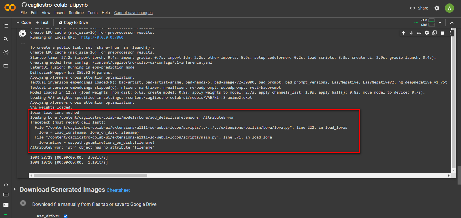 Error when load Lora · Issue #34 · Linaqruf/sd-notebook-collection · GitHub