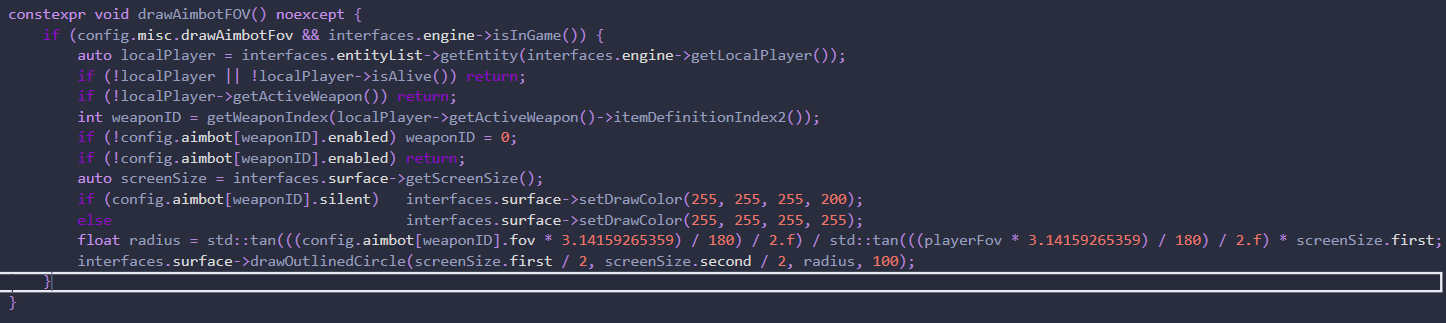 Drawing aimbot FOV circle · Issue #1032 · danielkrupinski/Osiris · GitHub