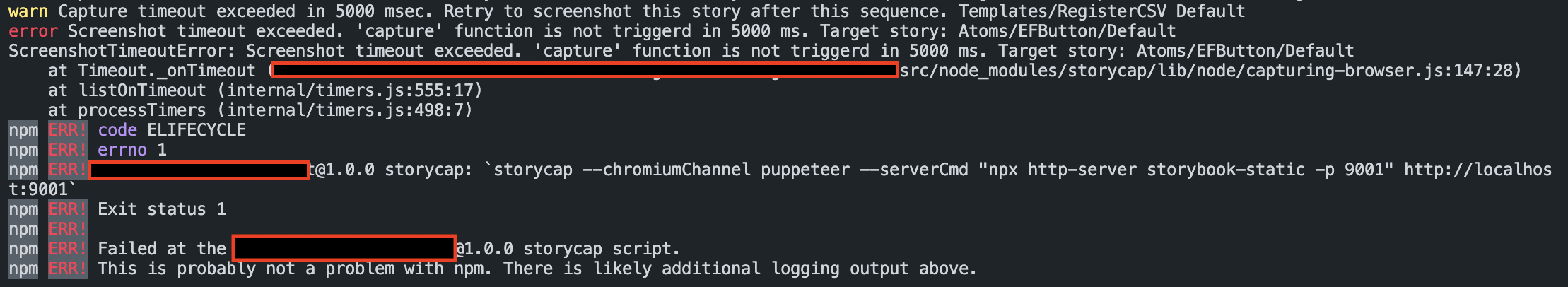 error Screenshot timeout exceeded. 'capture' function is not triggered ...