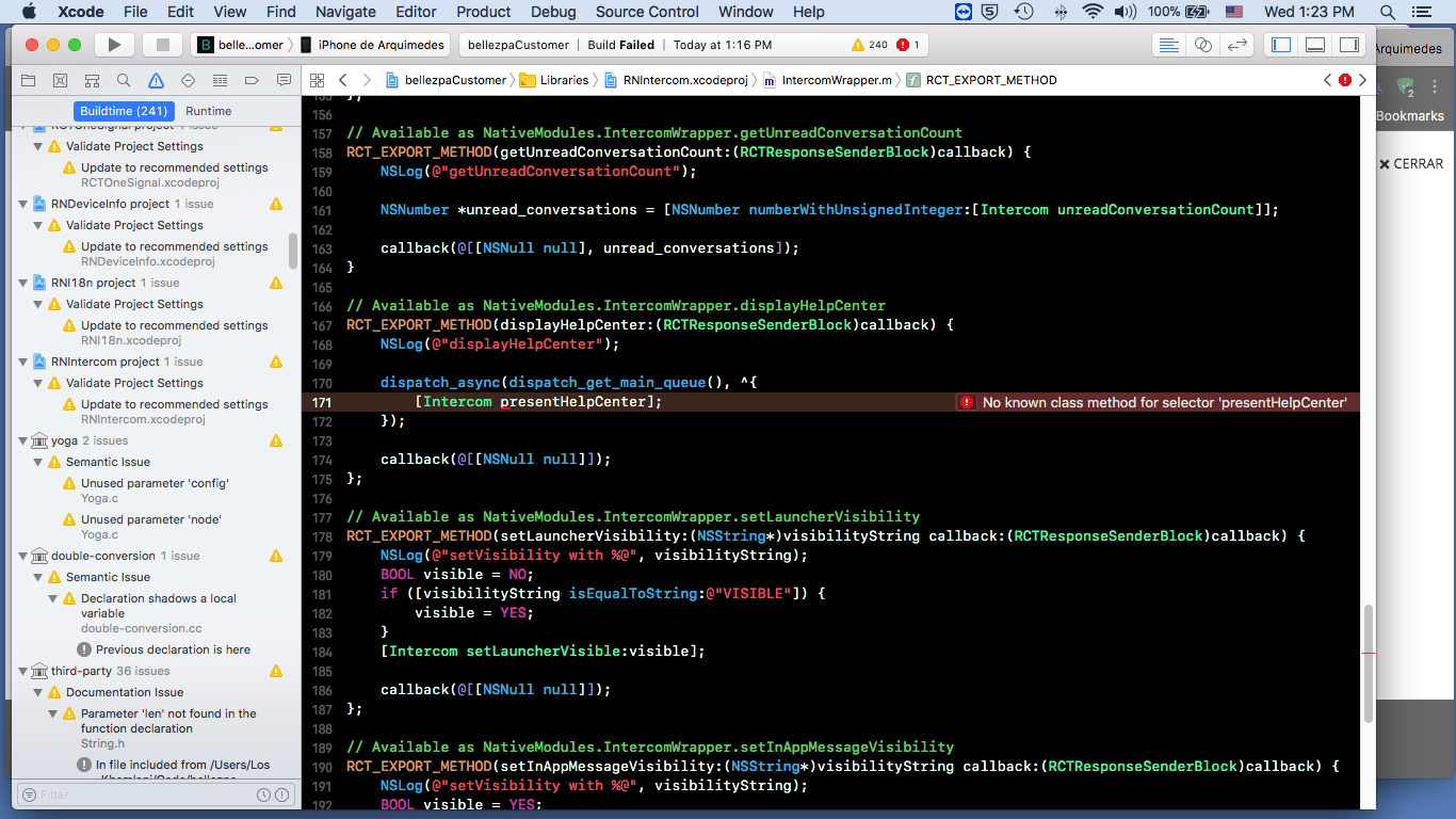 Getting No known class method for selector 'presentHelpCenter' · Issue #180 · tinycreative/react ...