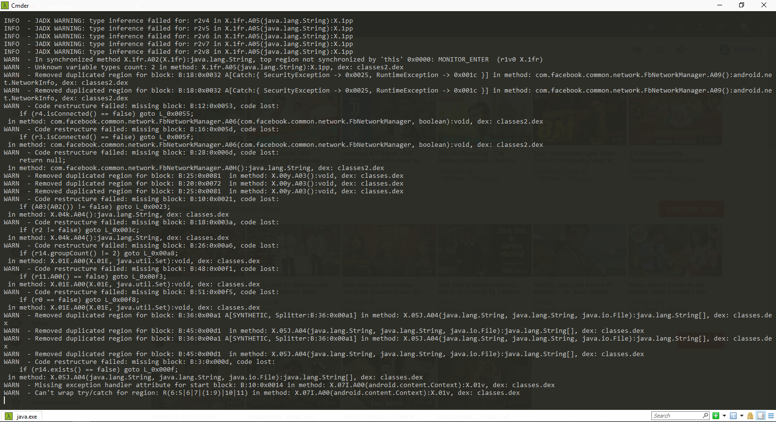 Facebook apk is getting extracted for a long time through command line. · Issue #746 · skylot ...