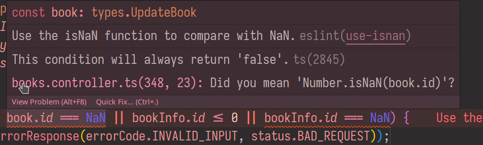 [BUG] `bookInfo.id`에서 NaN 확인 오류 · Issue #393 · jiphyeonjeon-42/backend · GitHub