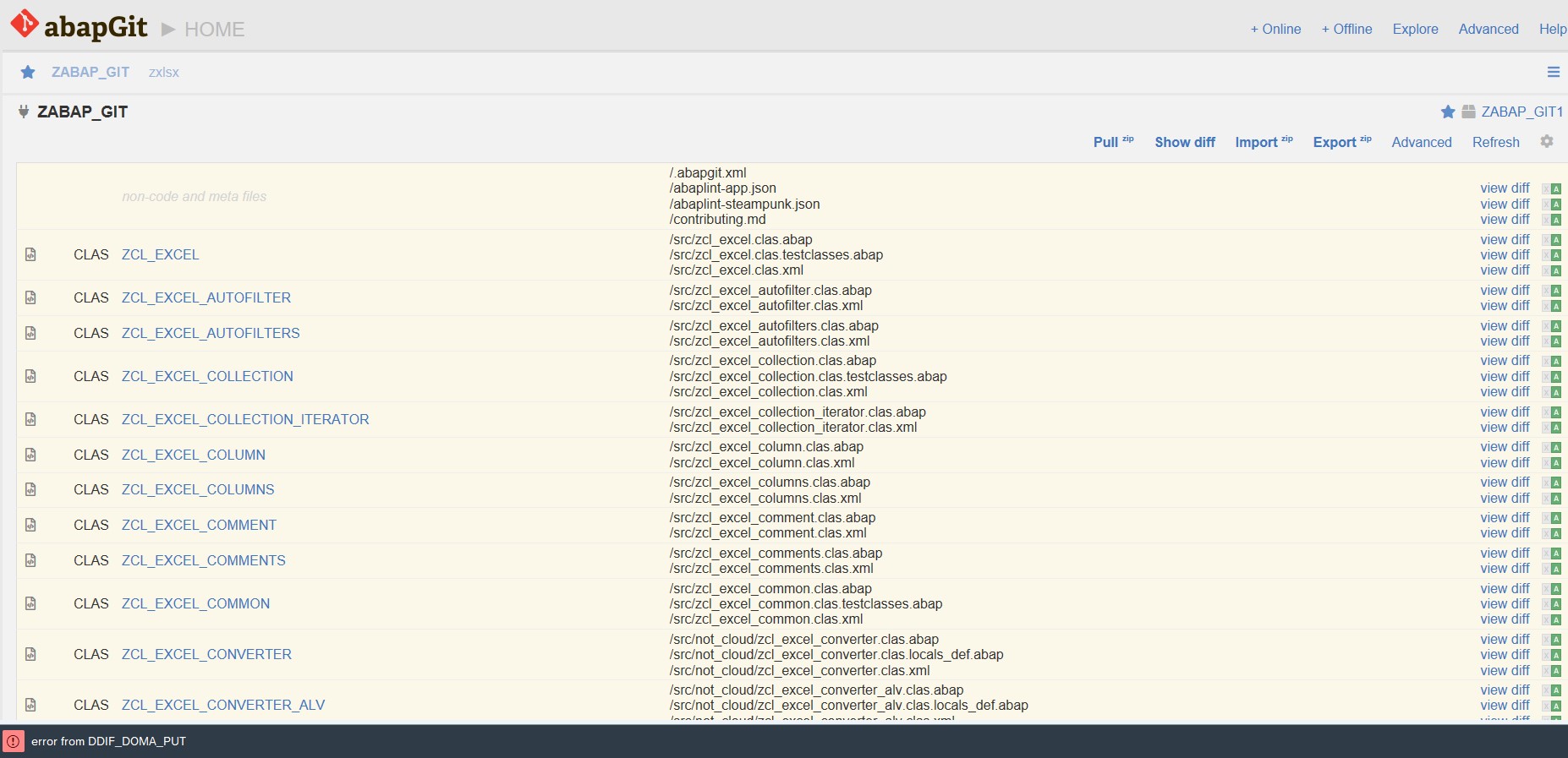 Error from DDIF_DOMA_PUT when pulling from offline repository · Issue #1041 · abap2xlsx ...