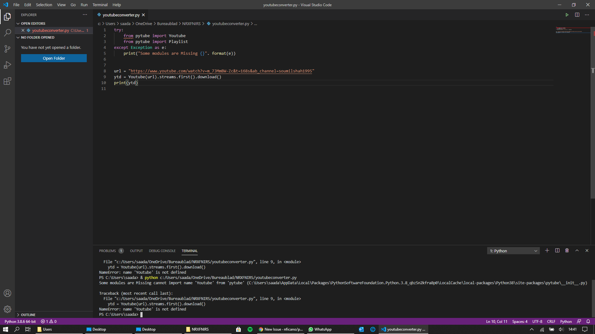 Error importing name Youtube from pytube · Issue #810 · pytube/pytube ...