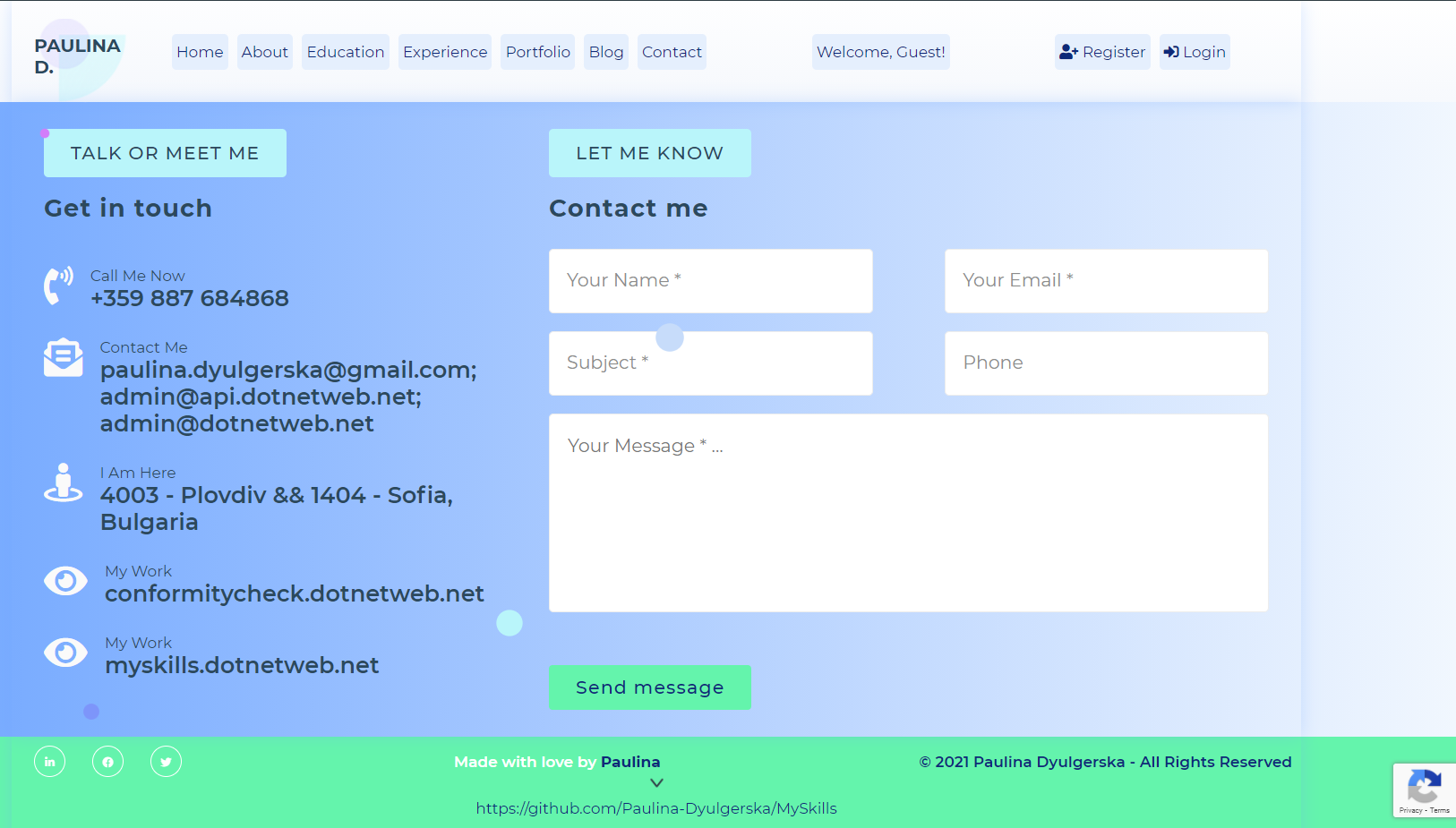 GitHub - Paulina-Dyulgerska/MySkills: React Project