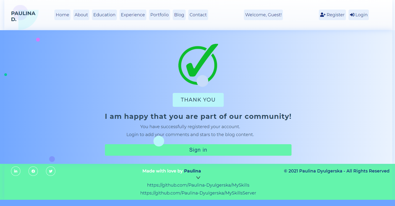 GitHub - Paulina-Dyulgerska/MySkills: React Project