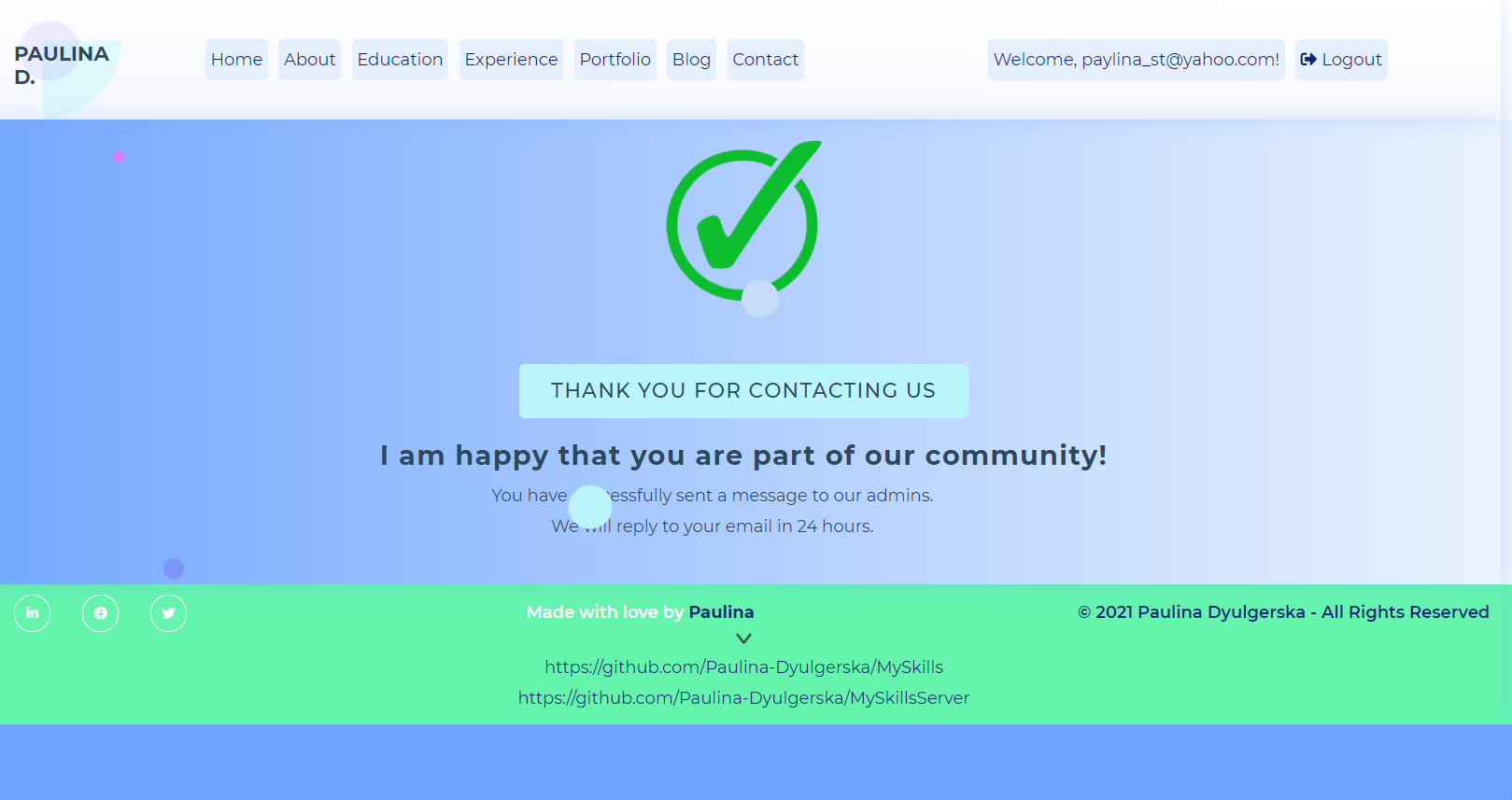 GitHub - Paulina-Dyulgerska/MySkills: React Project