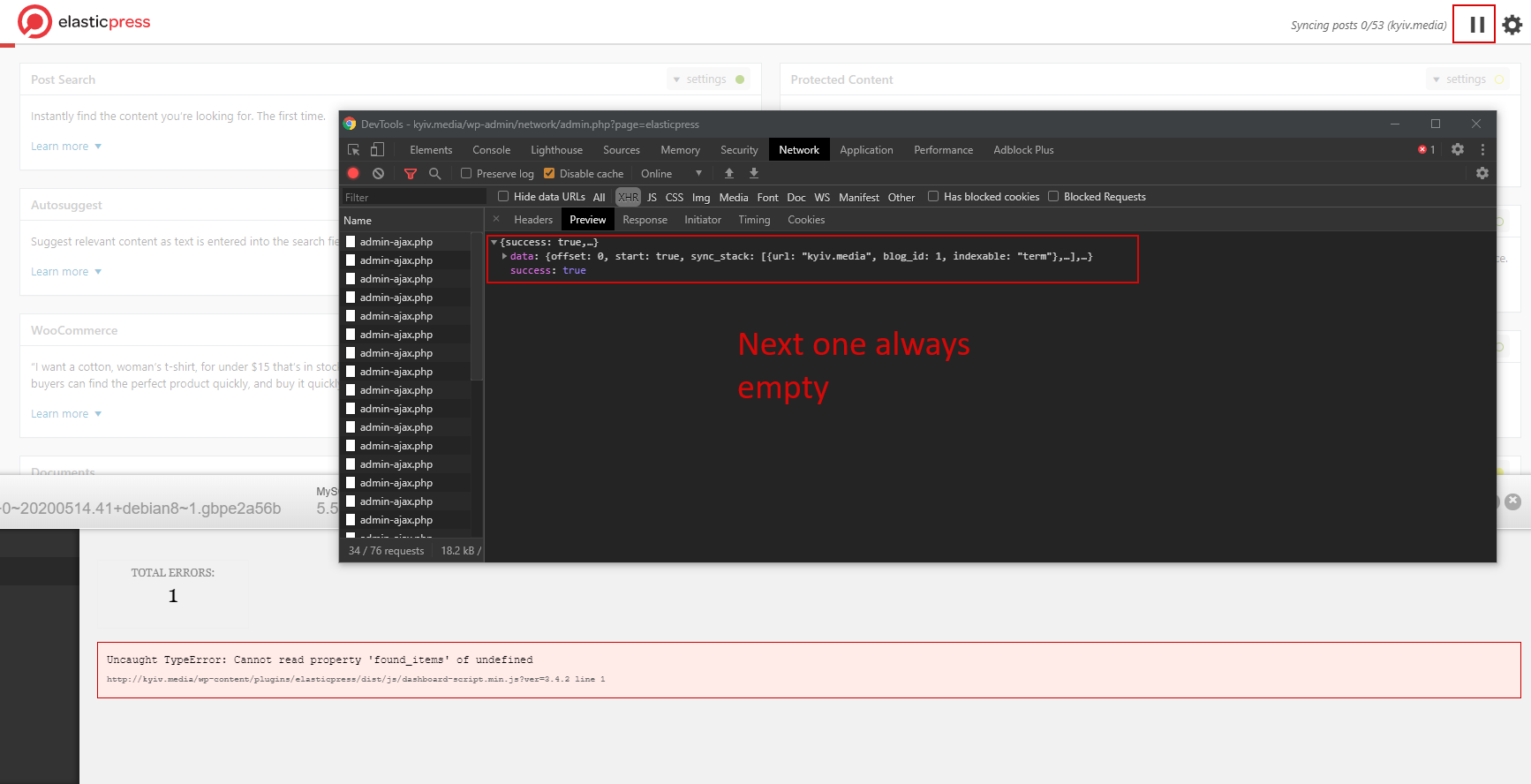 Can't sync posts. Empty response. · Issue #1815 · 10up/ElasticPress · GitHub
