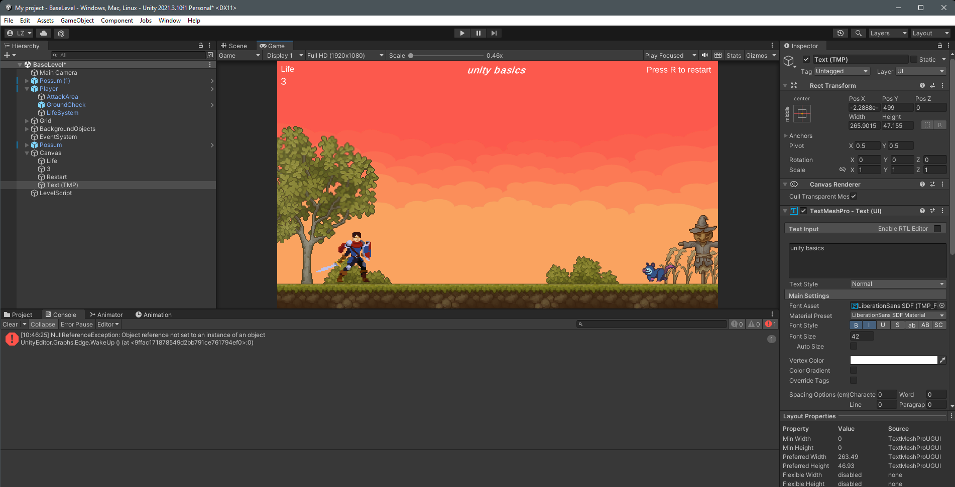 GitHub - zawadneak/unity-basics: A basic platformer game for learning Unity