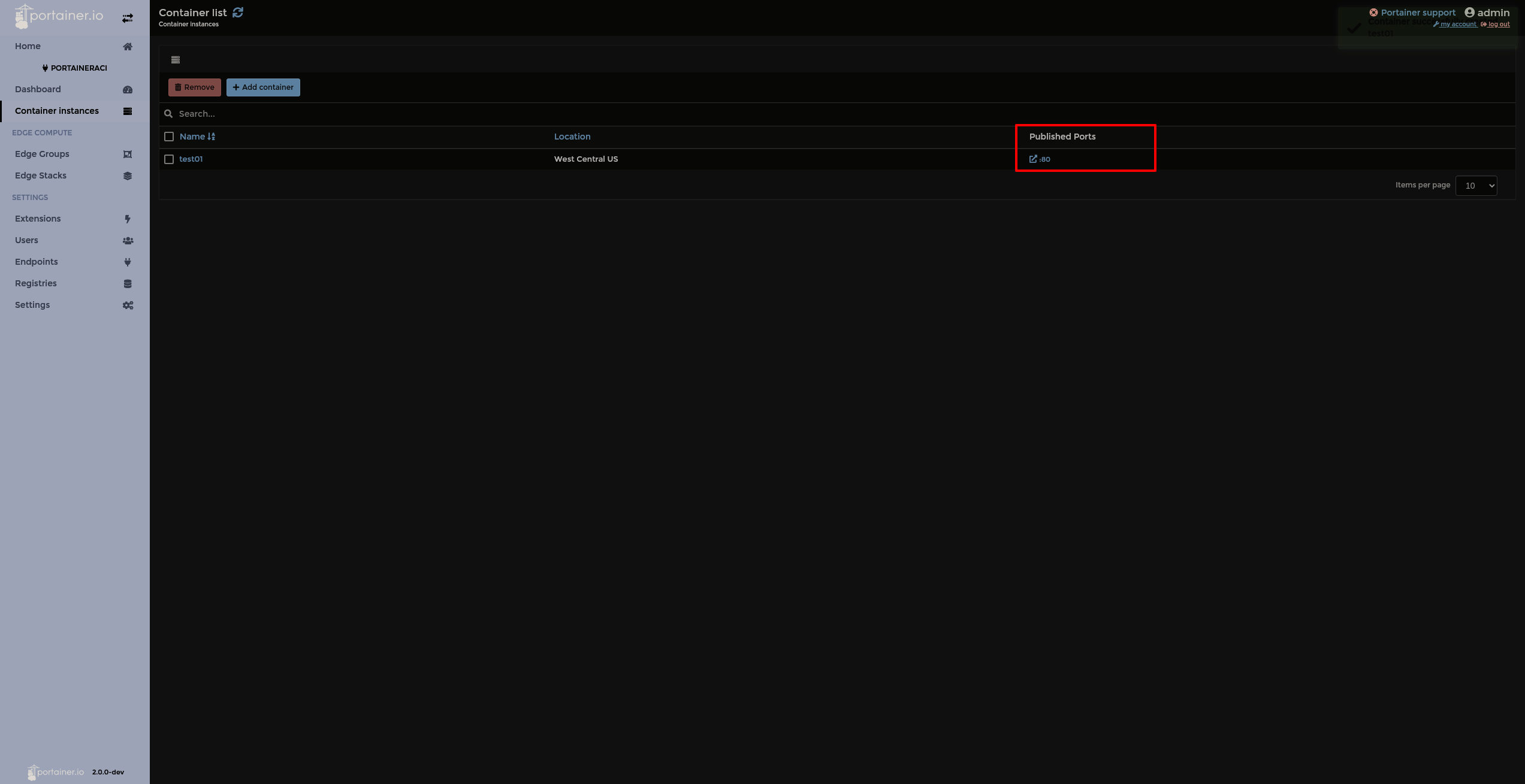 Expose the public IP associated to an ACI container · Issue #3959 · portainer/portainer · GitHub