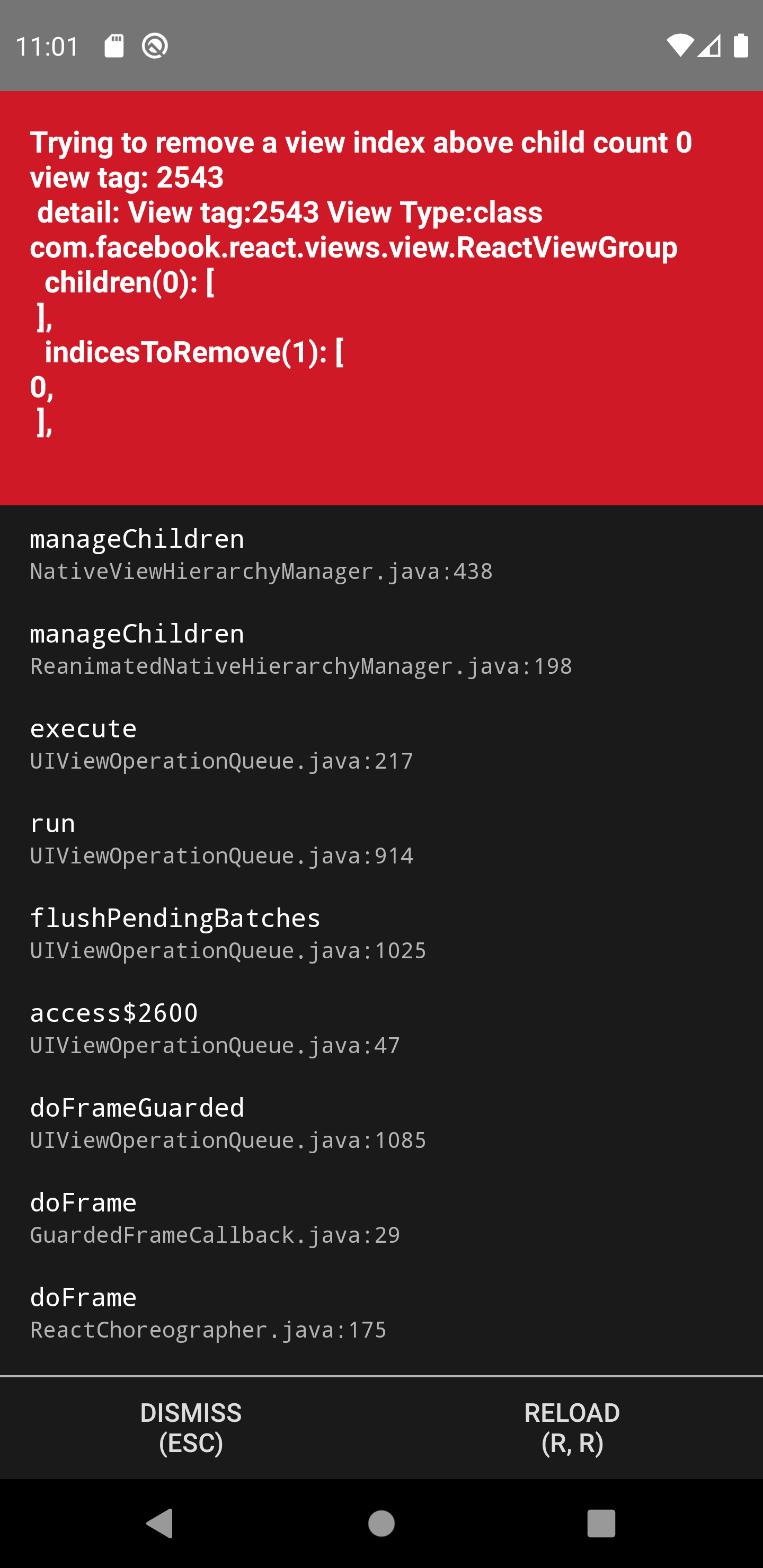 Getting this error when i start typing in input box- Trying to remove a view index above child ...