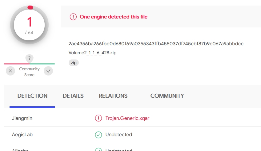 Jiangmin Trojangenericxqar On Virustotal A False Positive · Issue 123 · Irzyxavolume2 · Github 