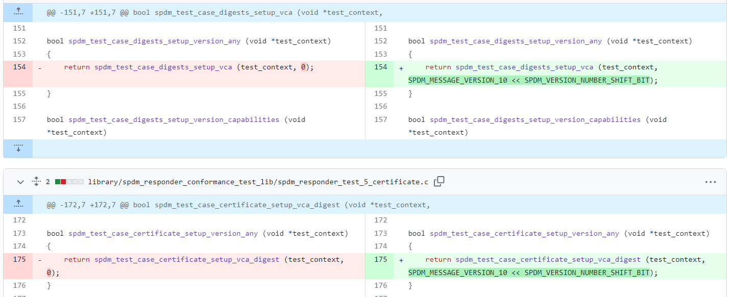 Skipped test groups digests and certificate for spdm version 1.0/1.1 ...