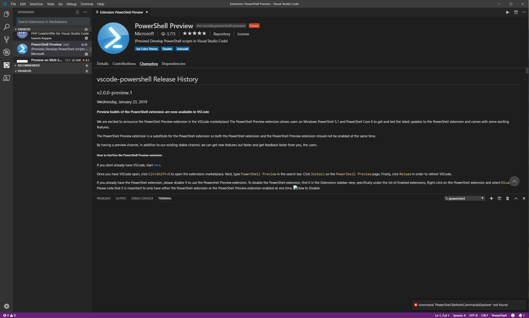 F8 key command 'PowerShell.RunSelection' not found · Issue #1672 · PowerShell/vscode-powershell ...