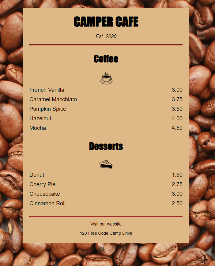 GitHub - rodrigofelga/Camper-Cafe-Menu: Responsive Web Design exercise - freecodecamp.org