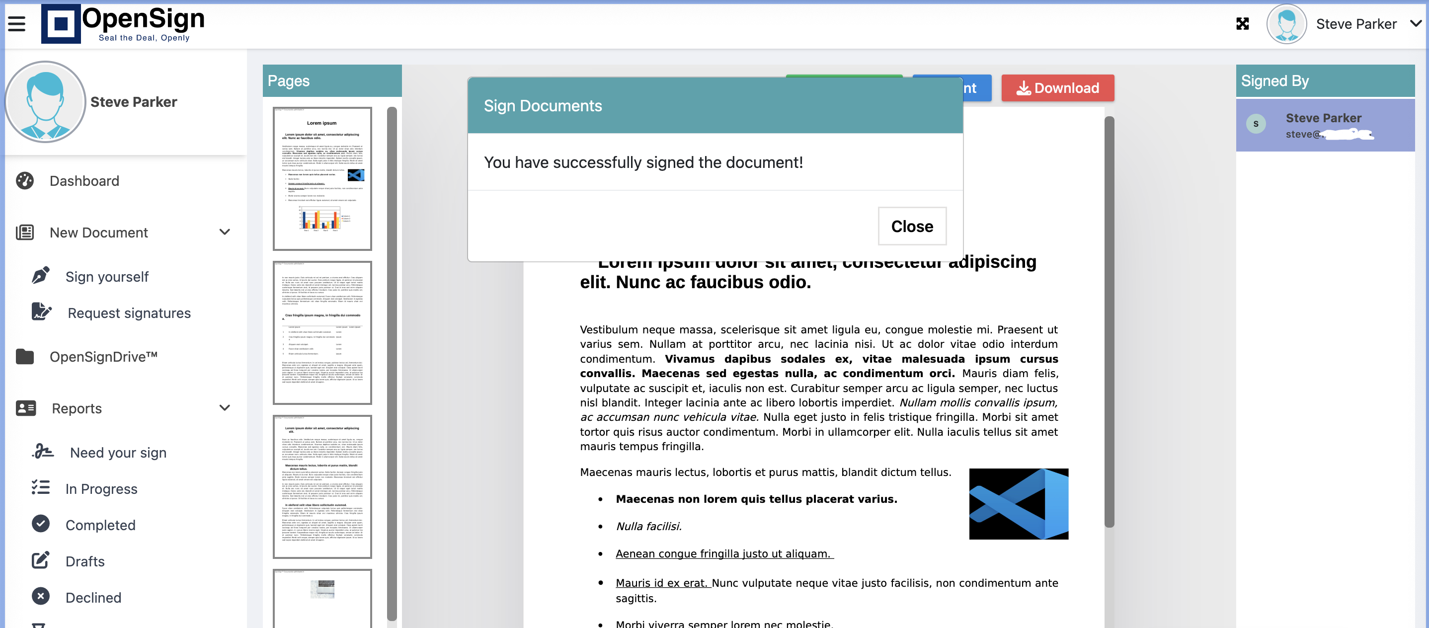 Improve popup that comes on viewing a "completed" document · Issue #168 · OpenSignLabs/OpenSign ...