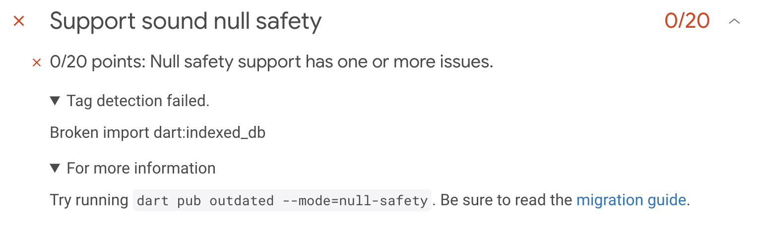 Broken import dart:indexed_db in package's Support sound null safety score. · Issue #891 · dart ...