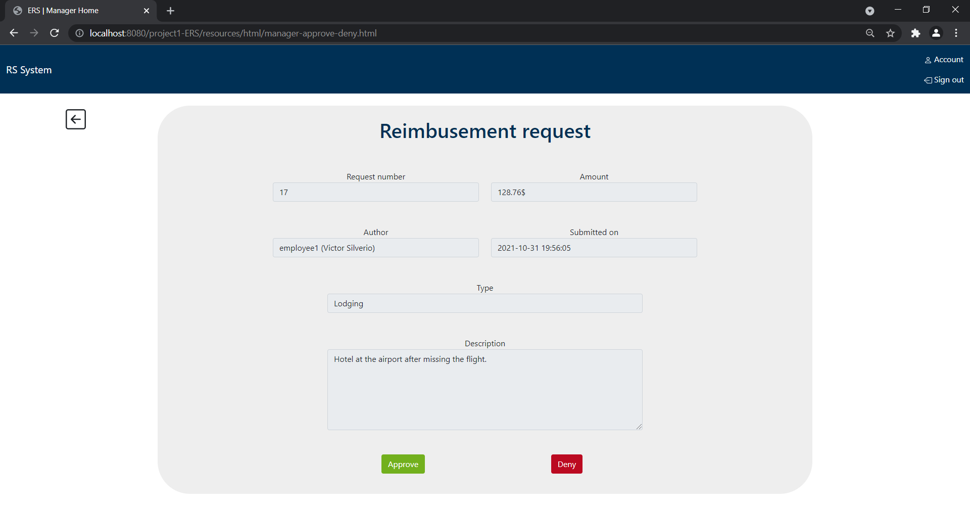 GitHub - Virut1316/Project1-ExpenseReimbursementSystem: Project 1 ERS for training in Revature