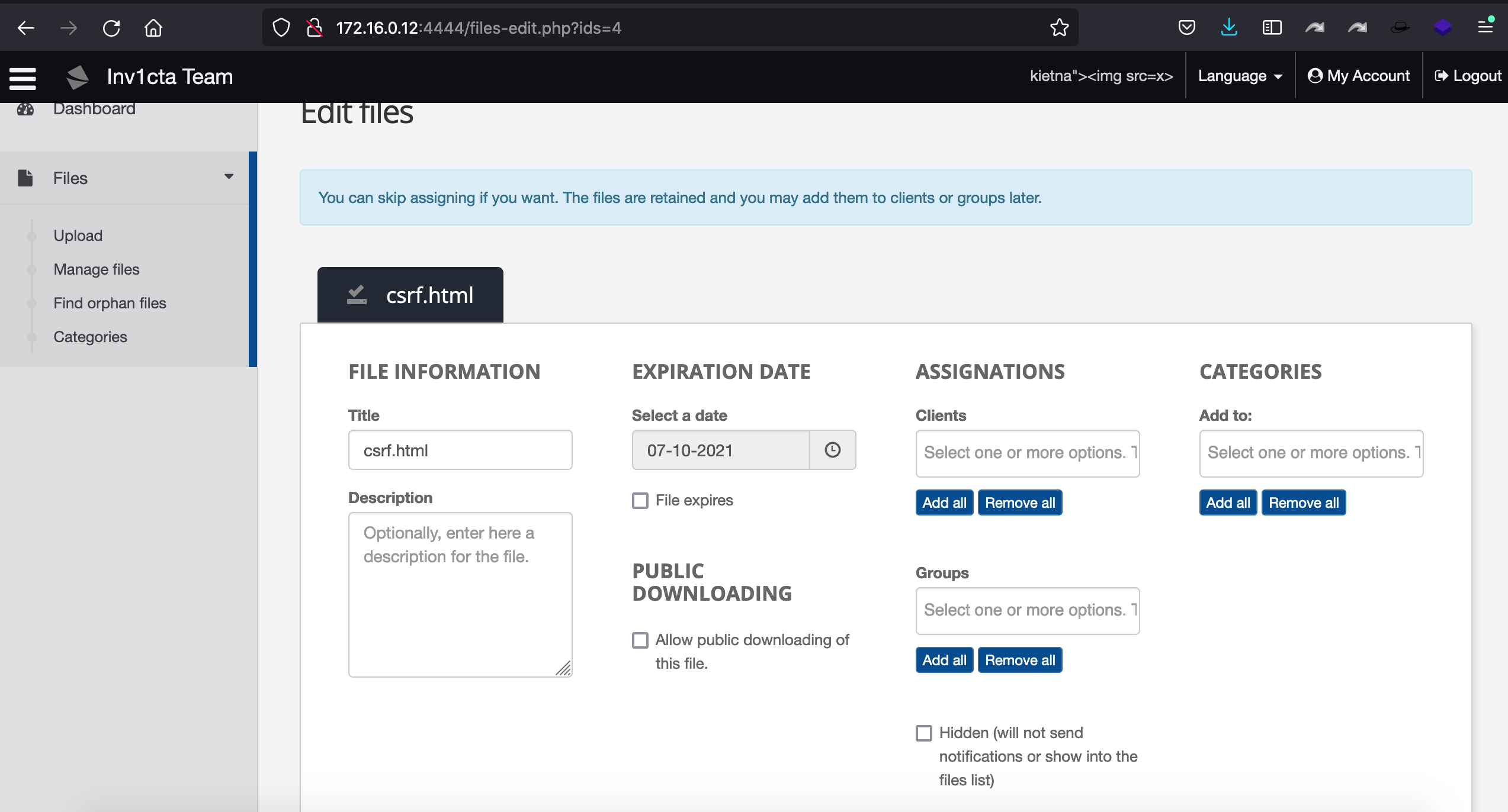 Insecure Direct Object Reference in Files function · Issue #992 · projectsend/projectsend · GitHub