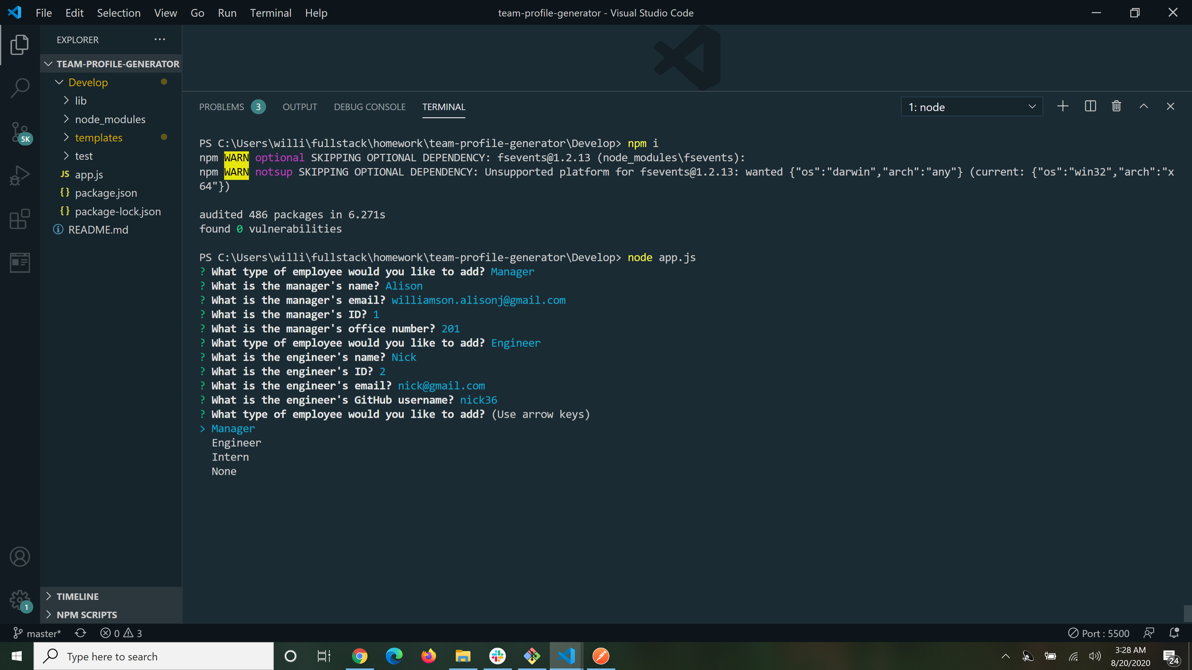 GitHub - alisonwilliamson/team-profile-generator: A software engineering team generator command ...