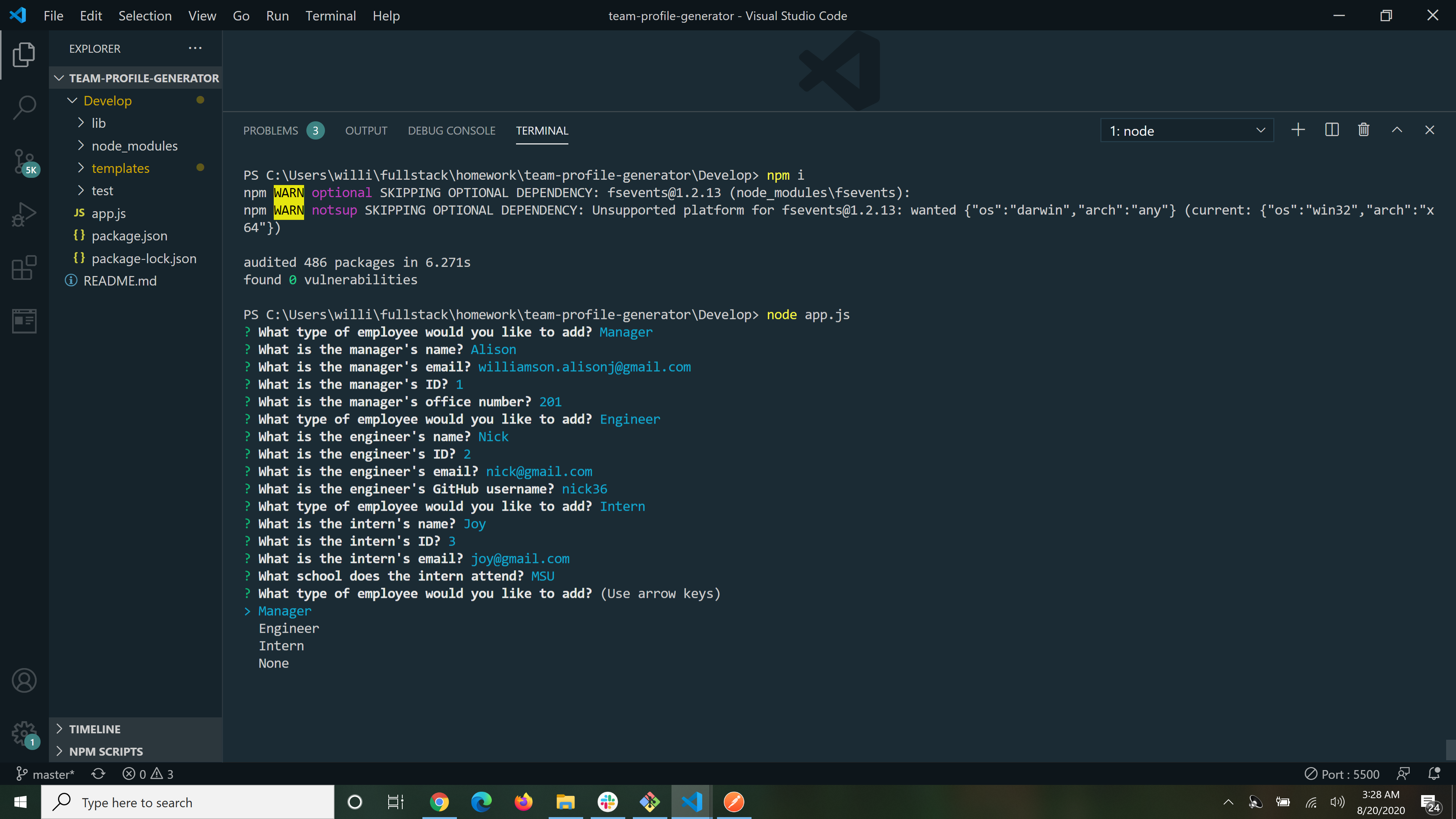 GitHub - alisonwilliamson/team-profile-generator: A software engineering team generator command ...