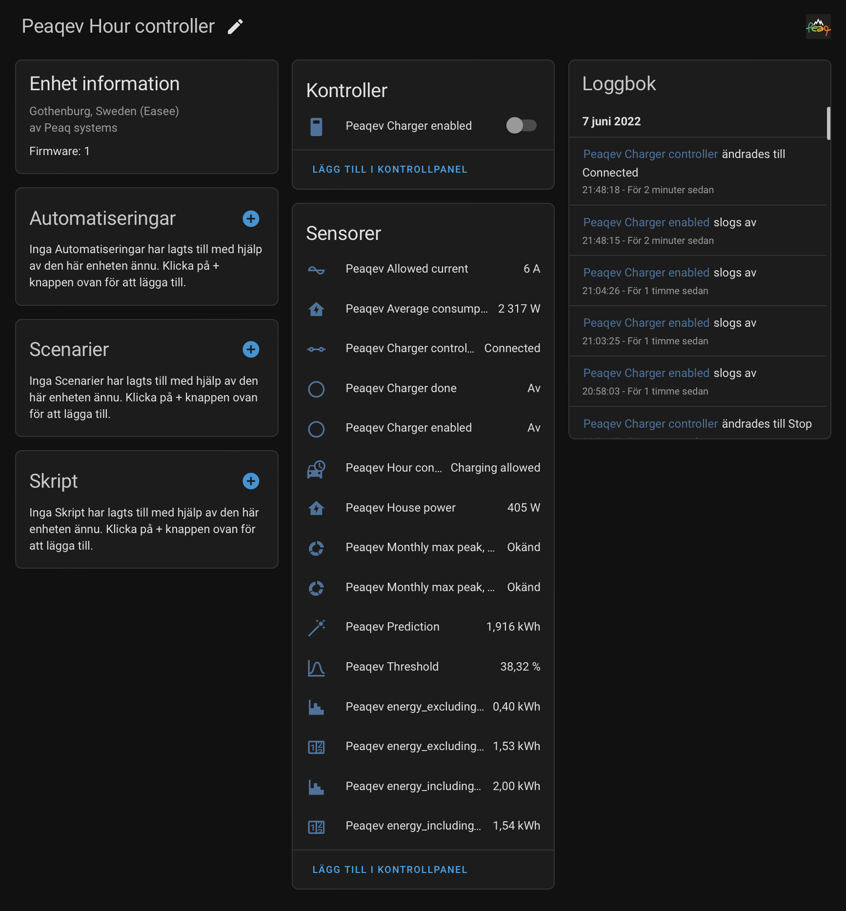 QA Easee type · Issue #68 · elden1337/hass-peaq · GitHub