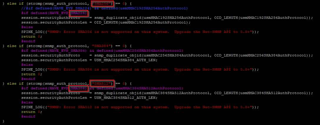 When compiling with SNMPv3 support, SHA256 may incorrectly appear to be not supported · Issue ...