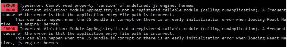 Invariant Violation: Module AppRegistry is not a registered callable module (calling ...