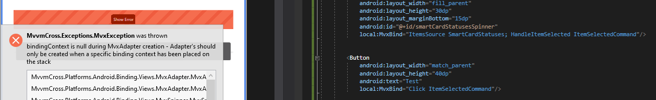 Android MvxSpinner local:MvxBind not bound? · Issue #3654 · MvvmCross/MvvmCross · GitHub
