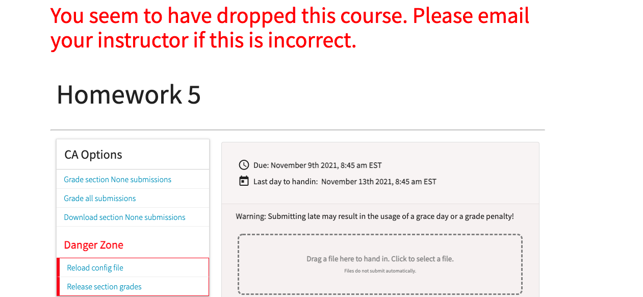 Dropped course assistant still has access to CA options · Issue #1416 · autolab/Autolab · GitHub