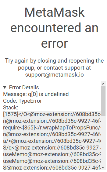 MetaMask encountered an error · Issue #9371 · MetaMask/metamask ...