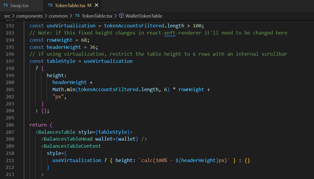 The Select Token screen doesn't utilize the full height of the screen ...