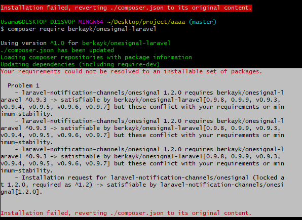 Error while $ composer require berkayk/onesignal-laravel · Issue #114 · berkayk/laravel ...