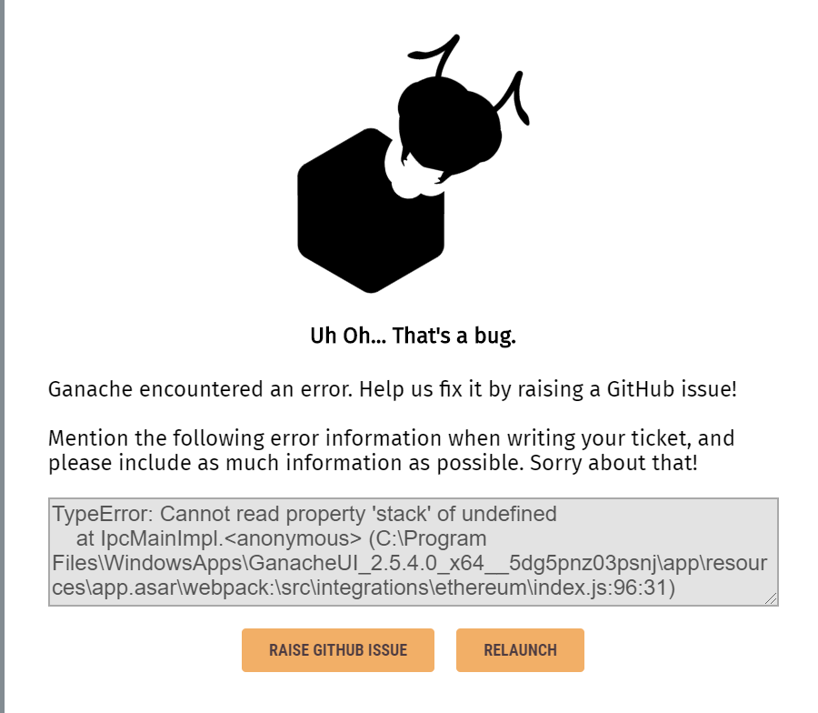 System Error When Running Ganache 254 On Win32 · Issue 5175