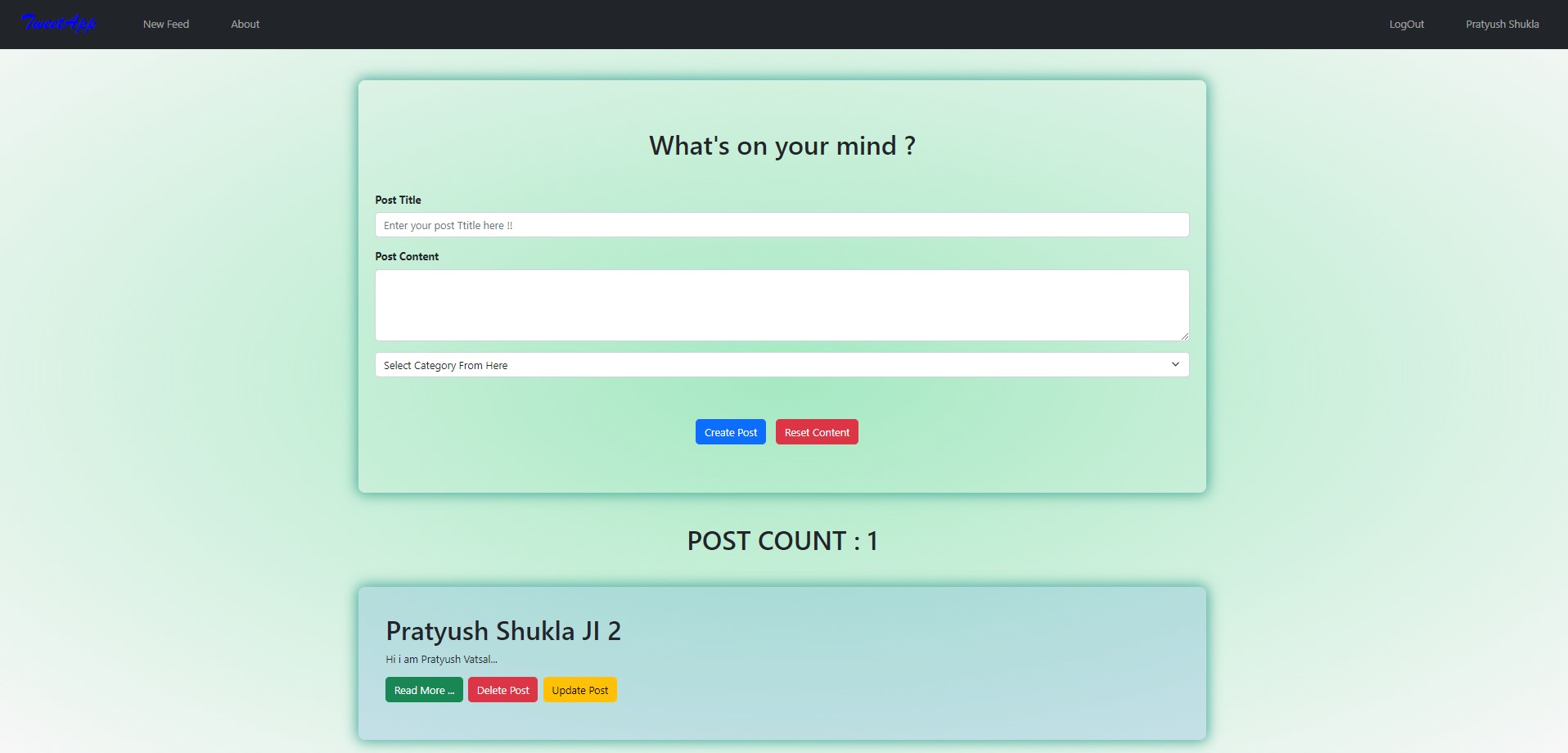 GitHub - pratyushvatsalshukla/Tweet-App-React-Mongo-SpringBoot-Aws-Junit